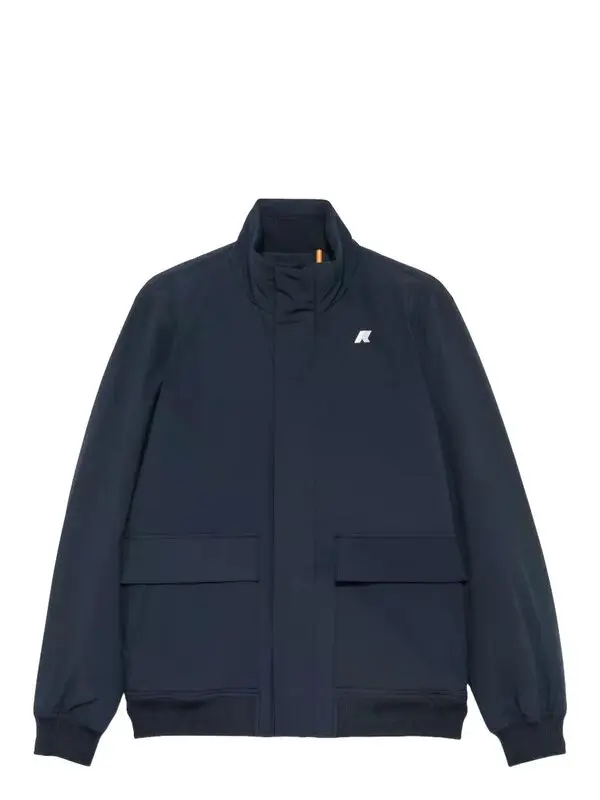 K-WAY Logo Patch Ribbed-trim Jacket - Blue