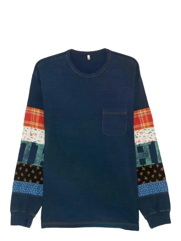 KHOKI Patchwork Long-sleeve T-shirt - Blue