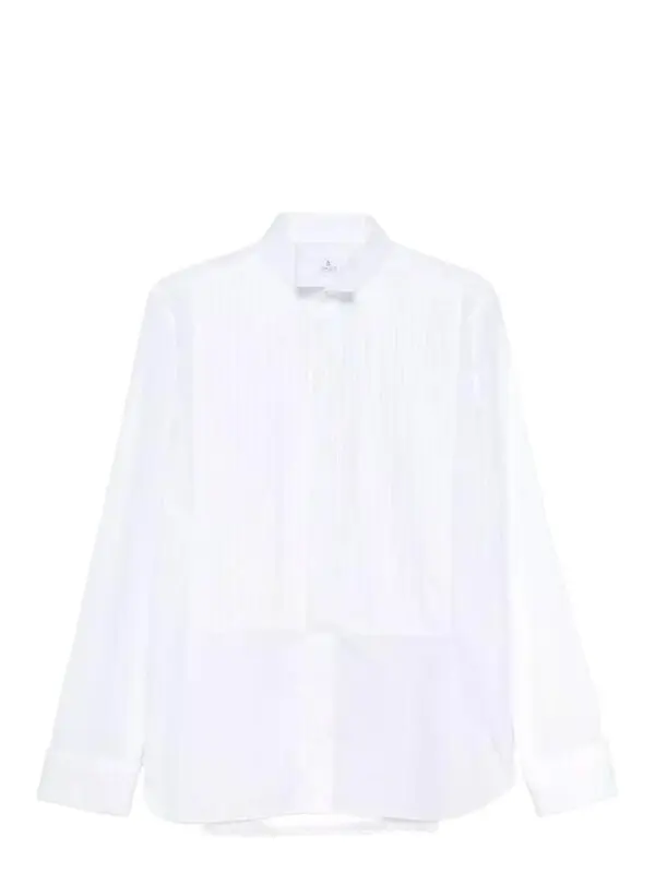 TRUZZI Pleated-bib Wing-collar Shirt - Black