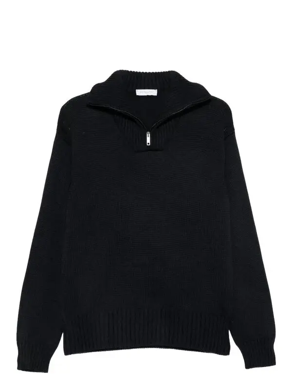 DANIELE FIESOLI Quarter-zip Ribbed Knit Sweater - Blue