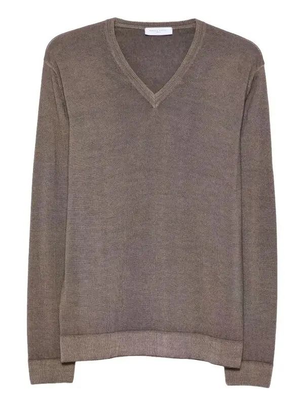 DANIELE FIESOLI Long-sleeve V-neck Sweater - Brown