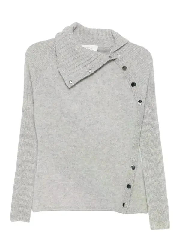 Sportmax Asymmetric Fastening Ribbed Sleeve Knit - Grey