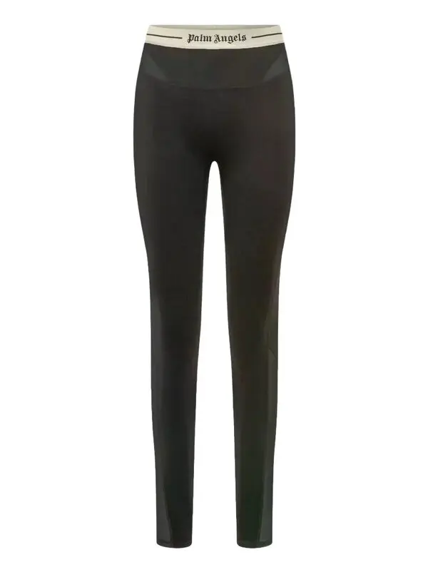 Palm Angels Logo-waistband Mesh-panel Leggings - Black