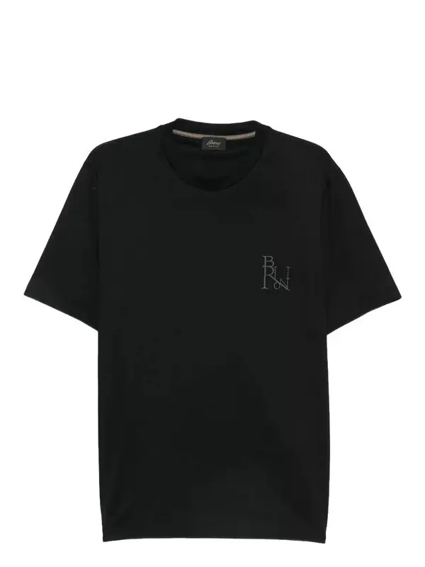 Brioni Logo-embroidered T-shirt - Black