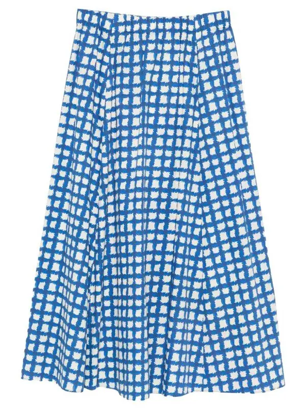 I BLUES Check-print Short-sleeve Midi Dress - Blue