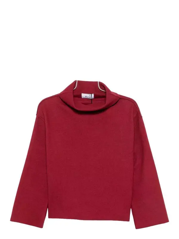 NIU Roll-neck Drop-shoulder Sweater - Red