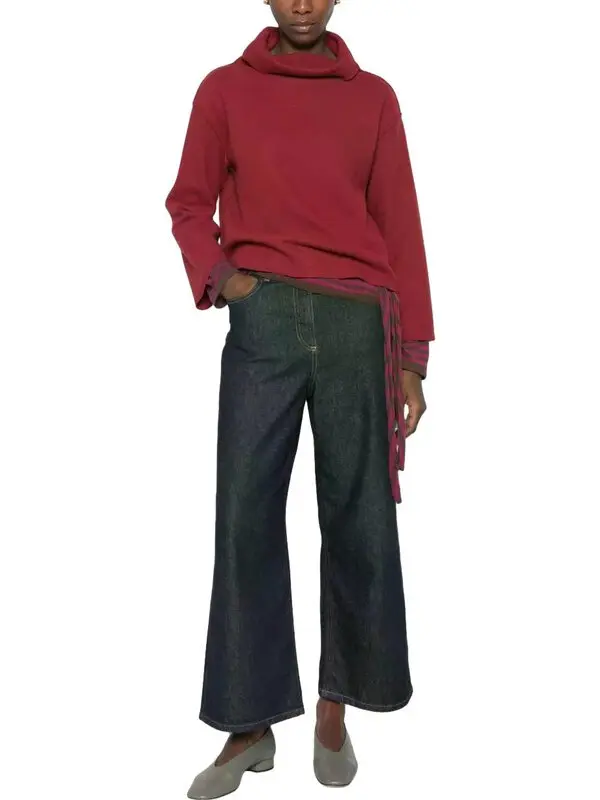NIU Roll-neck Drop-shoulder Sweater - Red