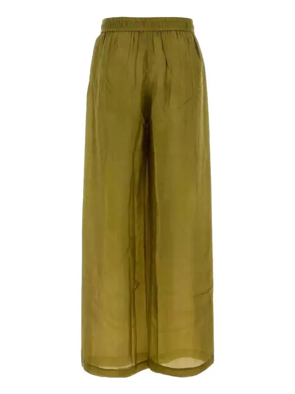 THE ROSE IBIZA Silk Drawstring Palazzo Pants - Green