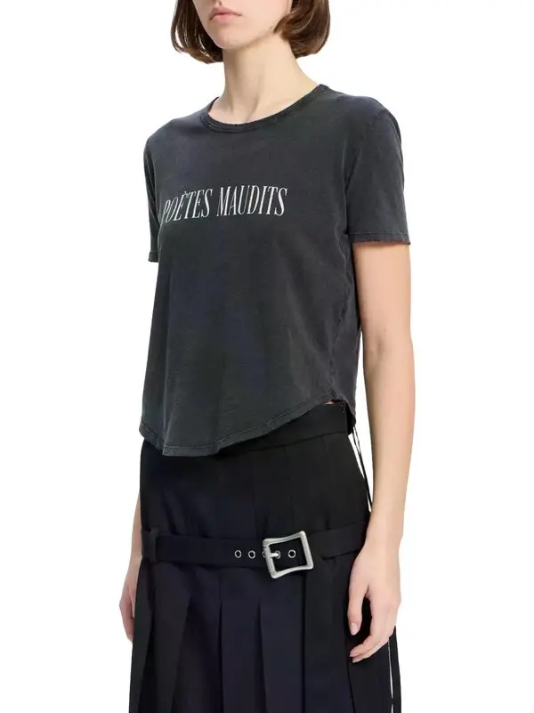 ANN DEMEULEMEESTER Micro Curved Hem T-shirt - Black
