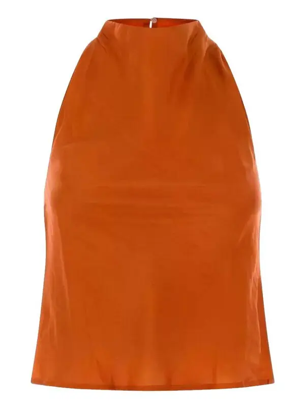 THE ROSE IBIZA Silk Halterneck Top - Orange