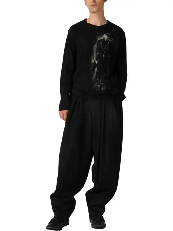 Yohji Yamamoto Graphic-print Long-sleeved T-shirt - Black