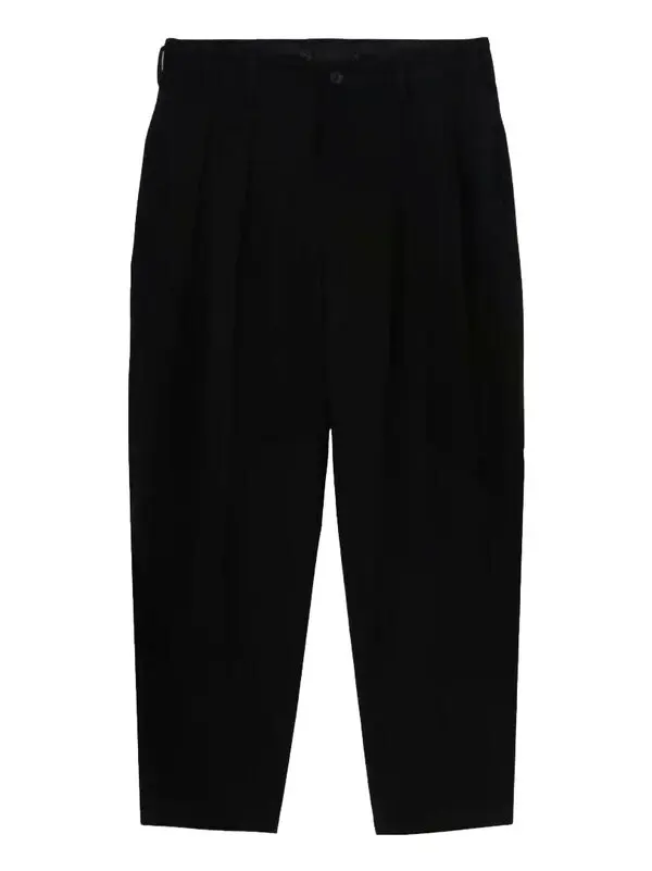 Yohji Yamamoto Pleated Tapered Tailored Trousers - Black