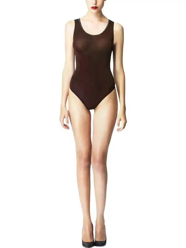 Wolford Embellished Sheer Sleeveless Bodysuit - Brown