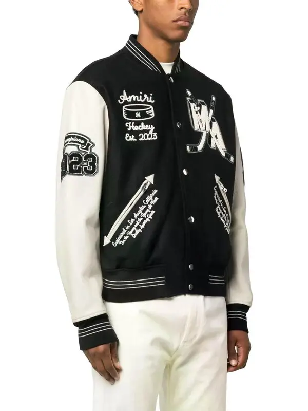 Amiri Logo-appliqué Varsity Jacket - Black