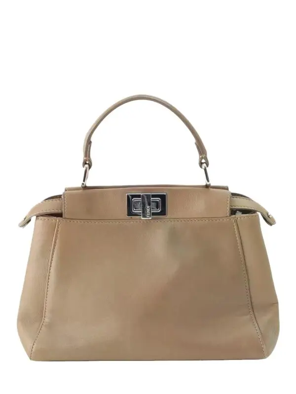 Fendi Iconic Peekaboo Mini Leather Satchel - Neutrals