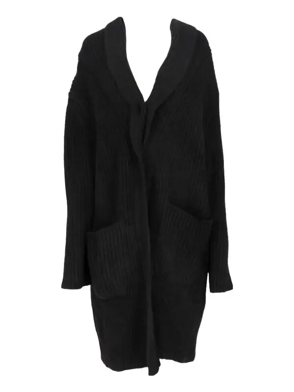 Isaia Ribbed-knit Shawl-lapel Coat - Black