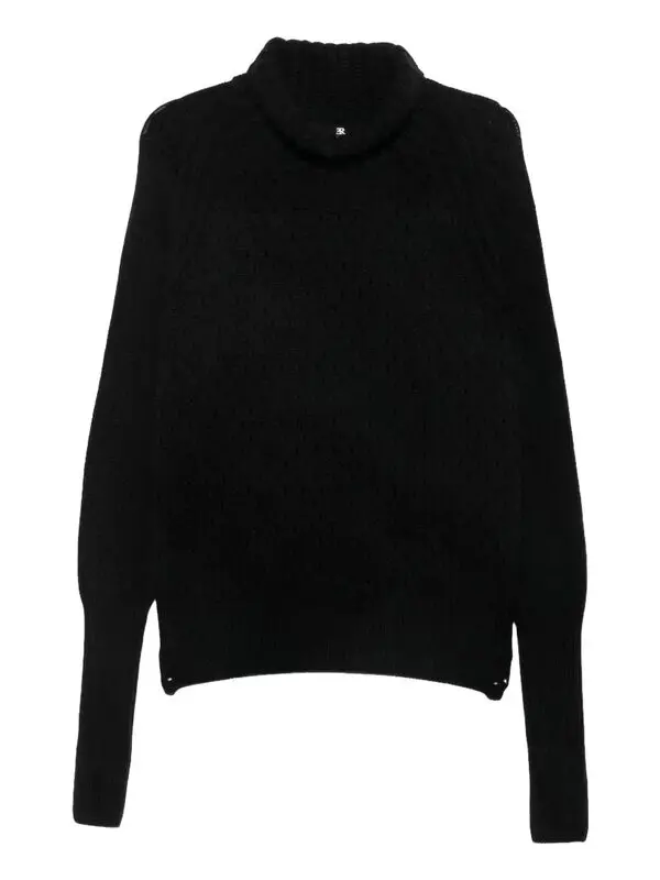 Ermanno Scervino Perforated Knit Roll-neck Sweater - Black