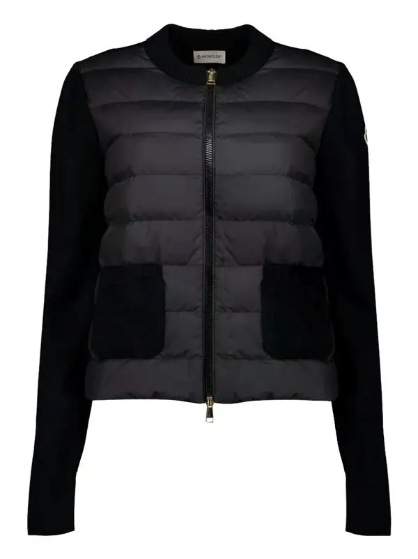 Moncler Wool Padded Zip-up Cardigan - Black