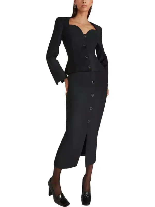 VIOLANTE NESSI Sweetheart Neck Sculptural Blouse - Black
