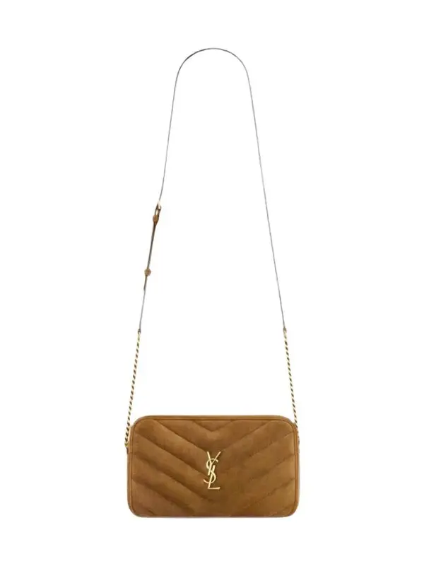 Saint Laurent Loulou Camera Bag In Matelassé Suede - Brown