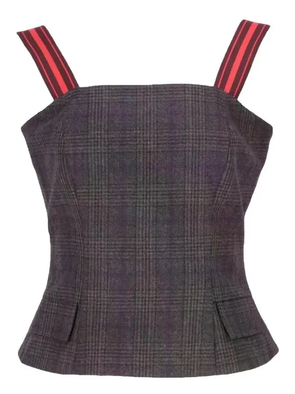 Isaia Check Corset Top - Brown