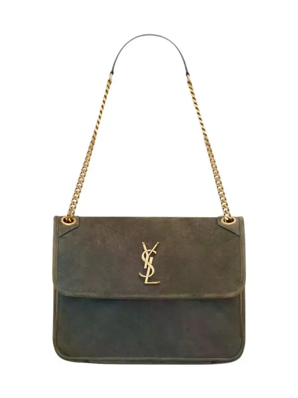 Saint Laurent Niki Tripouch Suede Shoulder Bag - Green