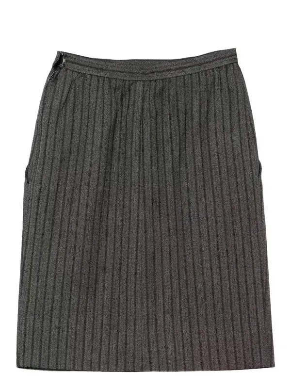 Saint Laurent 1980s Pinstripe Pleated Mini Skirt - Grey