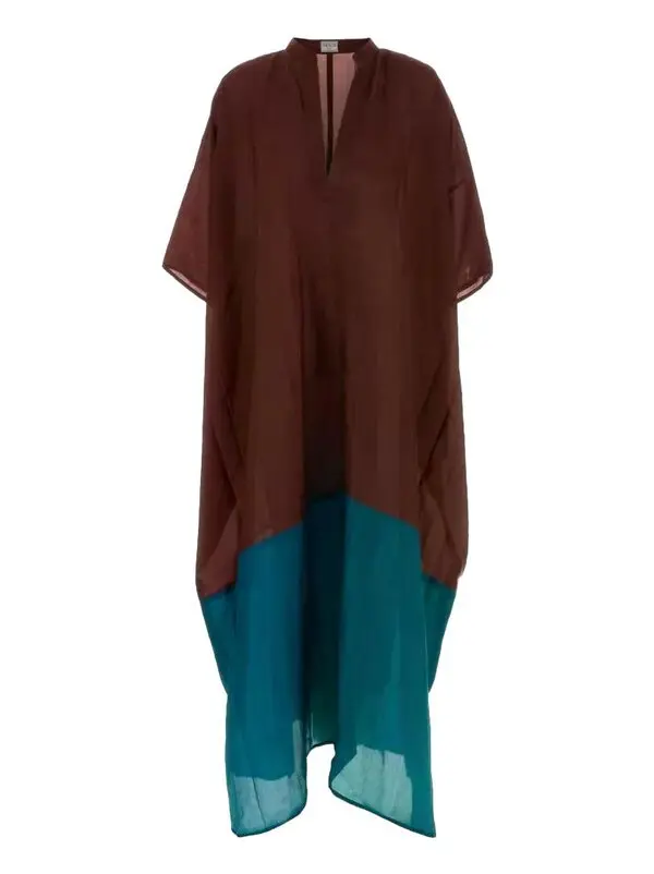 THE ROSE IBIZA Two-tone Silk Midi Dress - Brown