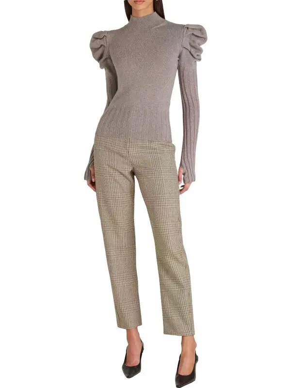 VIOLANTE NESSI Houndstooth Wool Trousers - Neutrals
