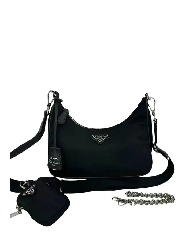 Prada Re-edition 2005 Saffiano Trimmed Re-nylon Satchel - Black