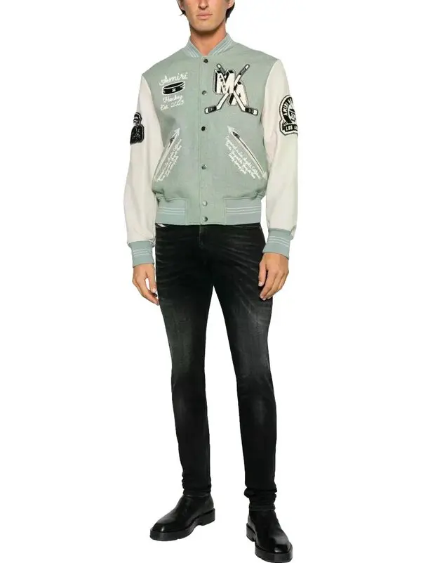 Amiri Logo-appliqué Varsity Jacket - Green