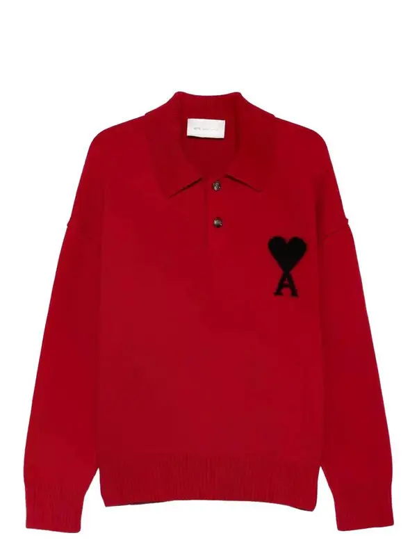 AMI Paris De Coeur Polo Shirt - Red