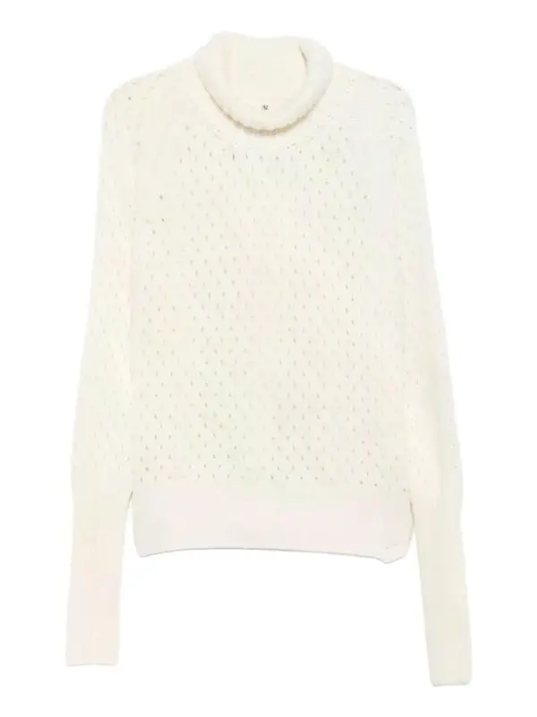 Ermanno Scervino Beige Cashmere Perforated Roll Neck Sweater - Neutrals