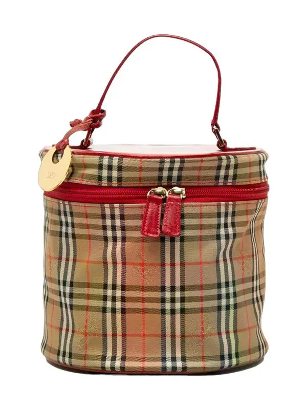 Burberry Haymarket Check Canvas Vanity Bag - Red