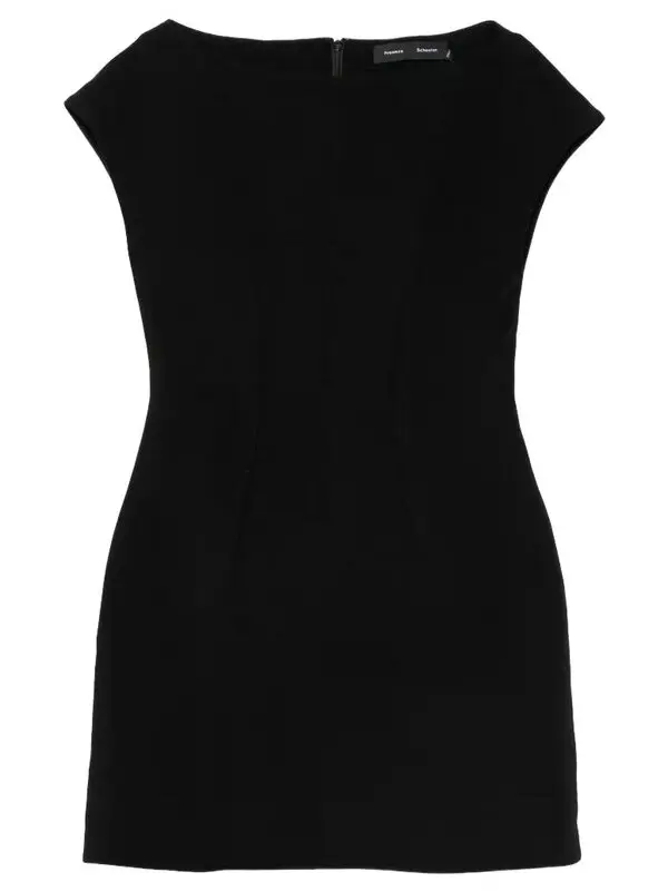 Proenza Schouler Boat Neck Cap Sleeve Mini Dress - Black