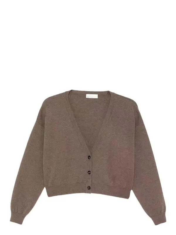 ROBERTO COLLINA Fine-knit V-neck Cardigan - Brown
