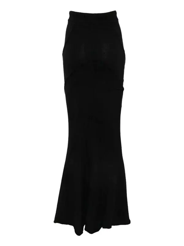 YEHUAFAN Drawstring Knitted Maxi Skirt - Black