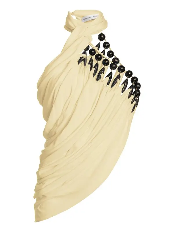 Christopher Esber Draped Viscose Halter Top With Embellishments - Yellow
