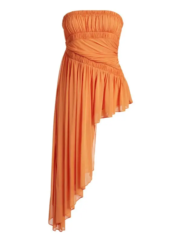 Christopher Esber Asymmetric Ruched Strapless Top - Orange