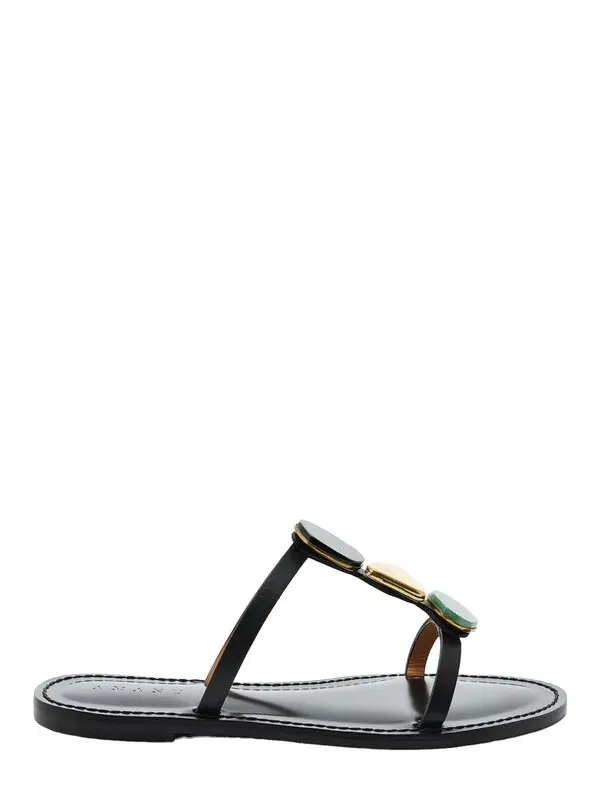 AMANU The Matobo Embellished Leather Sandals - Black
