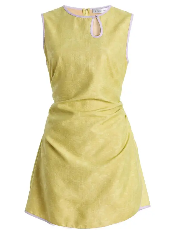 Christopher Esber Light Leak Jacquard Loophole Mini Dress - Yellow