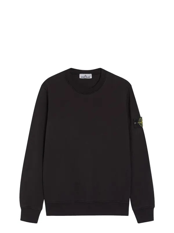 Stone Island Logo Cotton Sweatshirt - Black