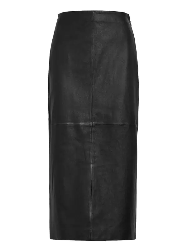 Simkhai Raven Leather Midi Pencil Skirt - Black