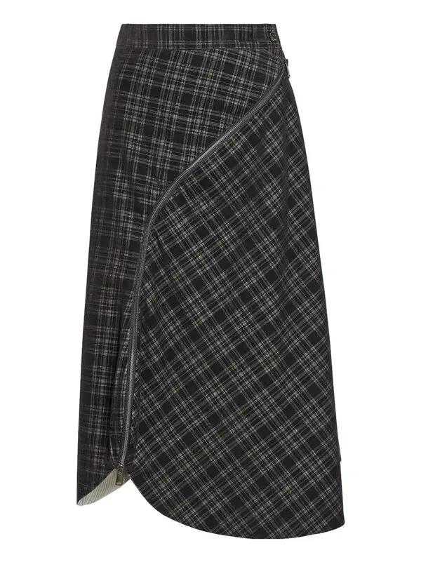 VIVIENNE WESTWOOD Asymmetric Plaid Midi Skirt - Grey