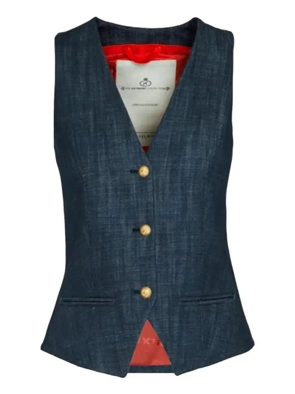 THE EXTREME COLLECTION Fitted Denim Waistcoat - Blue