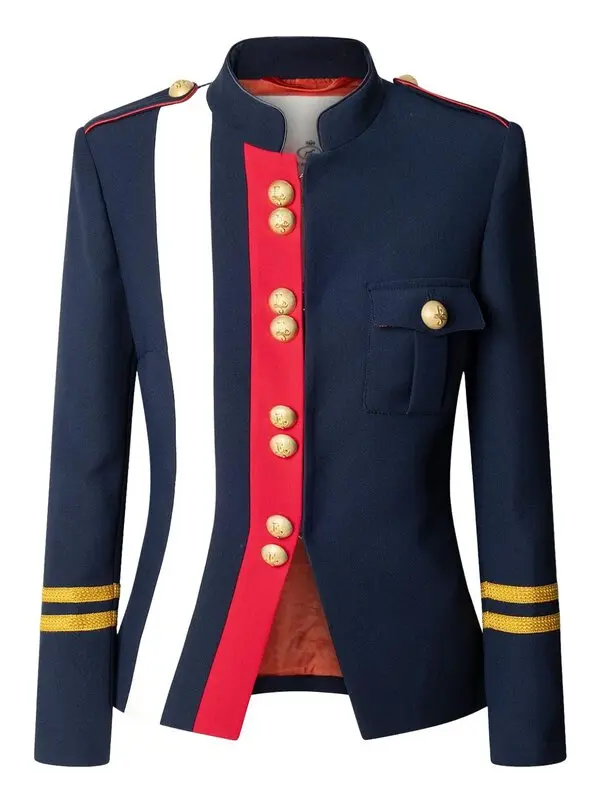 THE EXTREME COLLECTION Navy Military Blazer With Gold Buttons - Blue