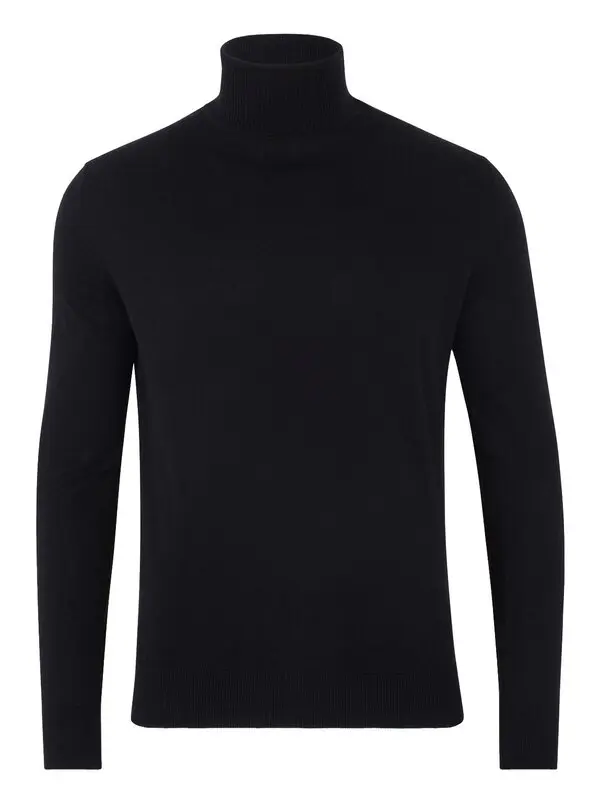 PAUL JAMES KNITWEAR Atwood Ultra Fine Cotton Roll Neck Jumper - Black