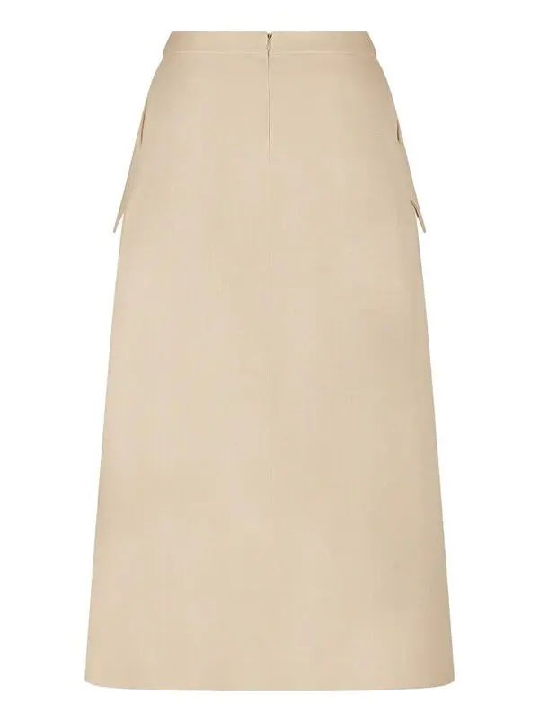 SHIKANZY Ava Linen High-waisted Midi Skirt With Pockets - Beige