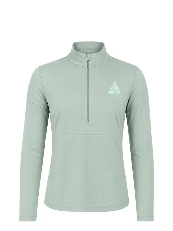 CHIC URBAN Long Sleeve Performance Top With Quarter Zip - Green
