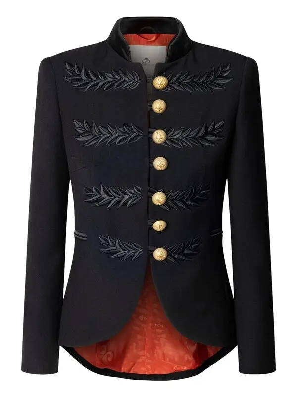 THE EXTREME COLLECTION Renata Military Tailored Blazer With Satin Details - Black